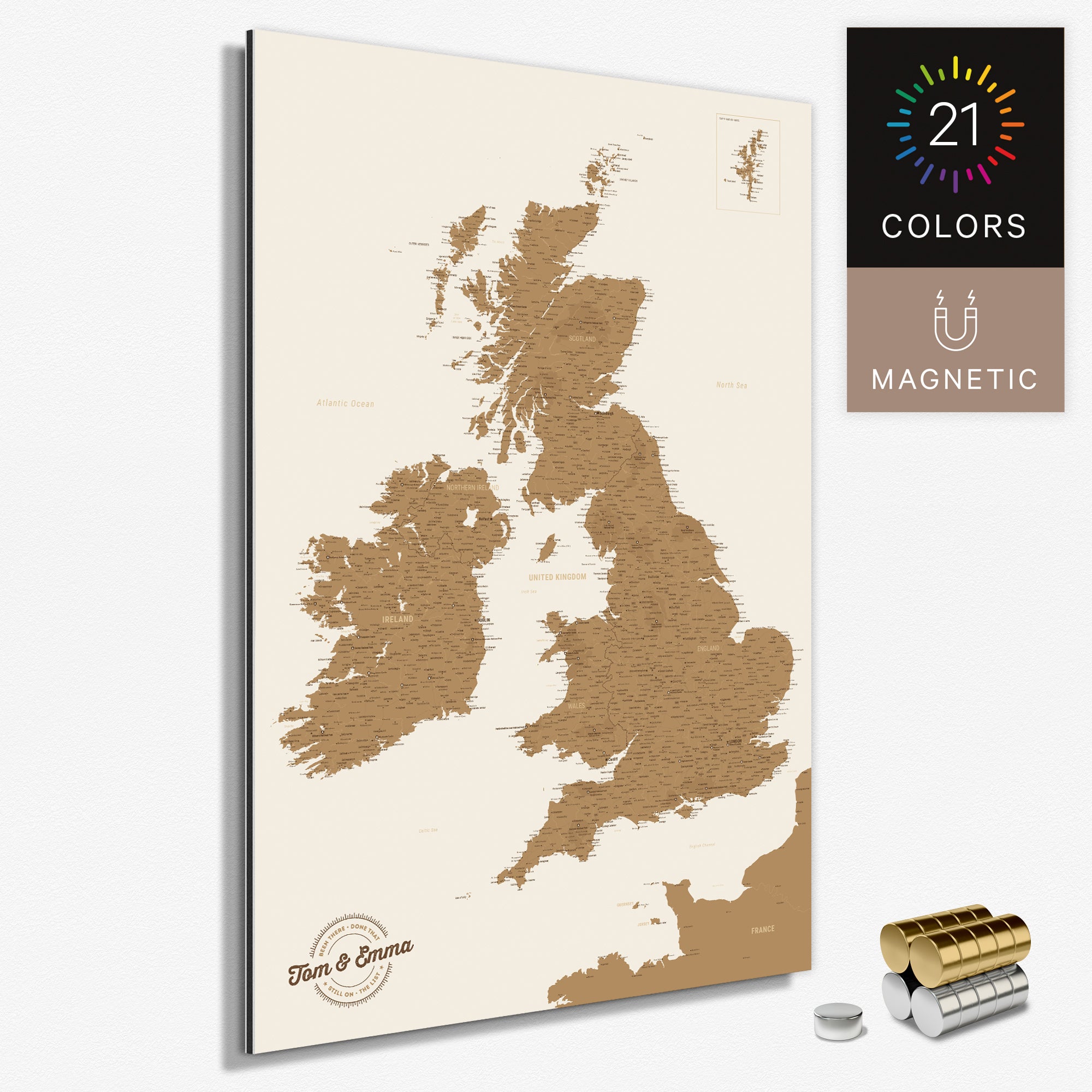 Magnetic England Maps Magnetic Board – 21 Colors – Breuers Weltkarten
