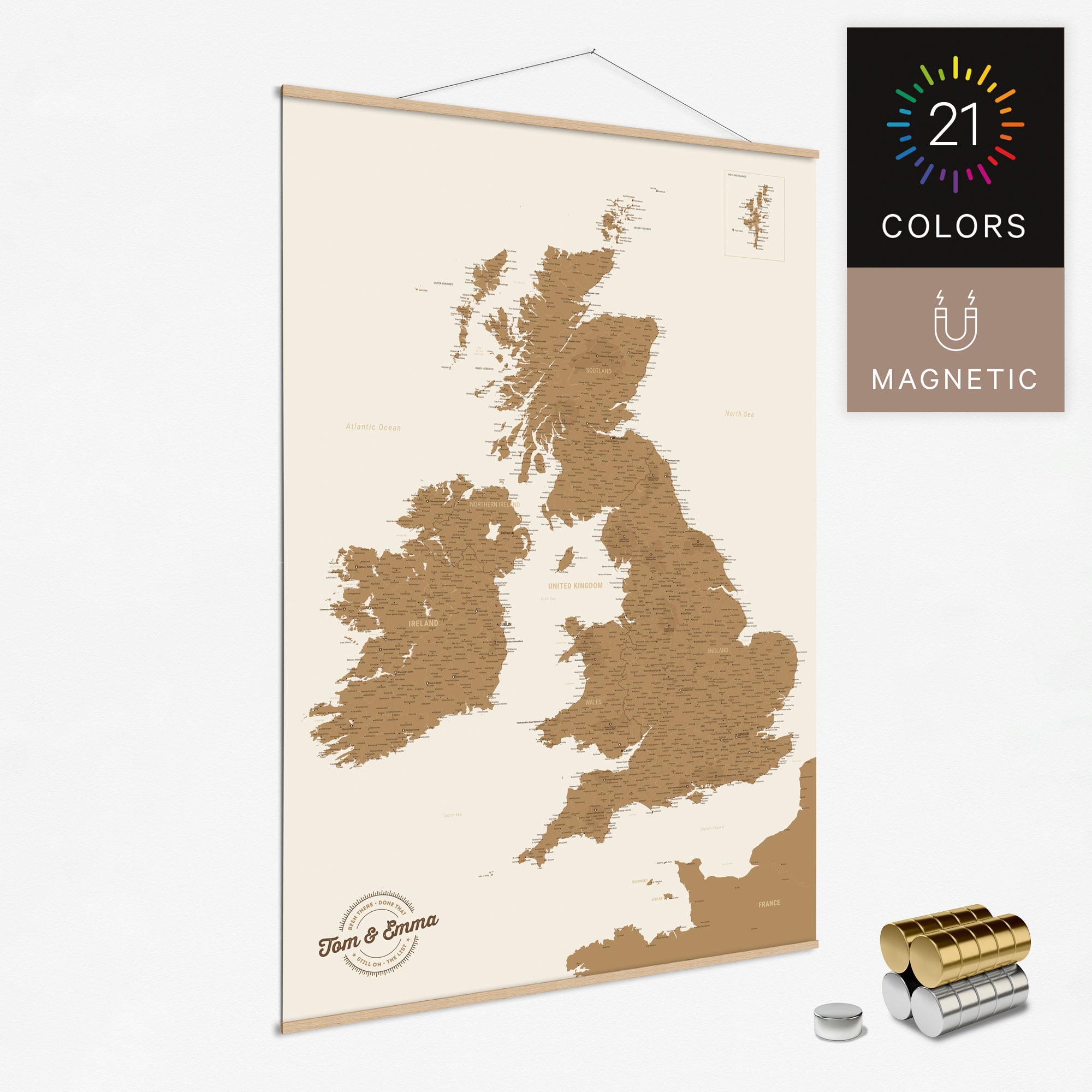 UK England & Ireland Map Magnet Poster in 21 Colors – Breuers Weltkarten